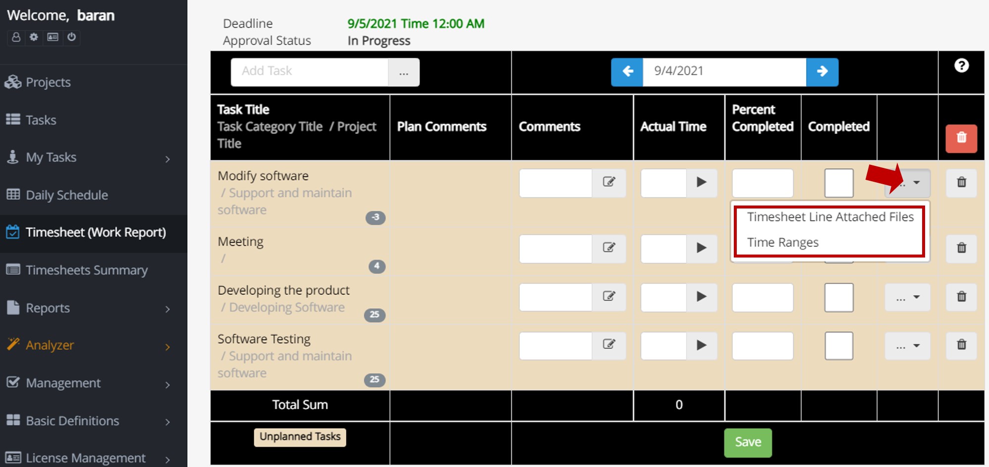 Create Timesheet - TaskBrowse